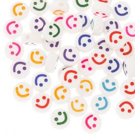 Acryl Smiley Kralen (10 x 5 mm) White-Mix Color (50 Stuks)