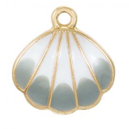 Bedel Enamel Schelp (18 x 17 x 3 mm) Grey (5 Stuks)