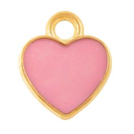 Bedel Enamel Hartje (12 x 10 x 2 mm) Antique Pink (5 Stuks)